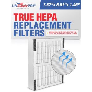 lifesupplyusa hepa filter replacement compatible with idylis iap-10-050, iap-10-125, ac-2125, ac-2126 air purifiers, iaf-h-100b (0412558)