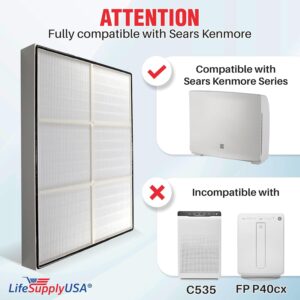 LifeSupplyUSA HEPA Filter Replacement Compatible with Whirlpool Whispure 1183054K AP350 AP450 AP510 Air Purifiers (Plastic Frame)