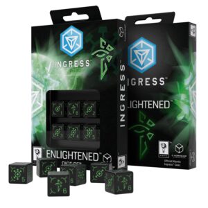 Q WORKSHOP Ingress Enlighetend 6 D6 RPG Ornamented Dice Set