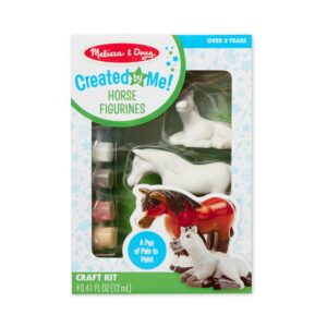 melissa & doug created by me! horse figurines craft kit (2 resin horses, 6 paints, paintbrush)