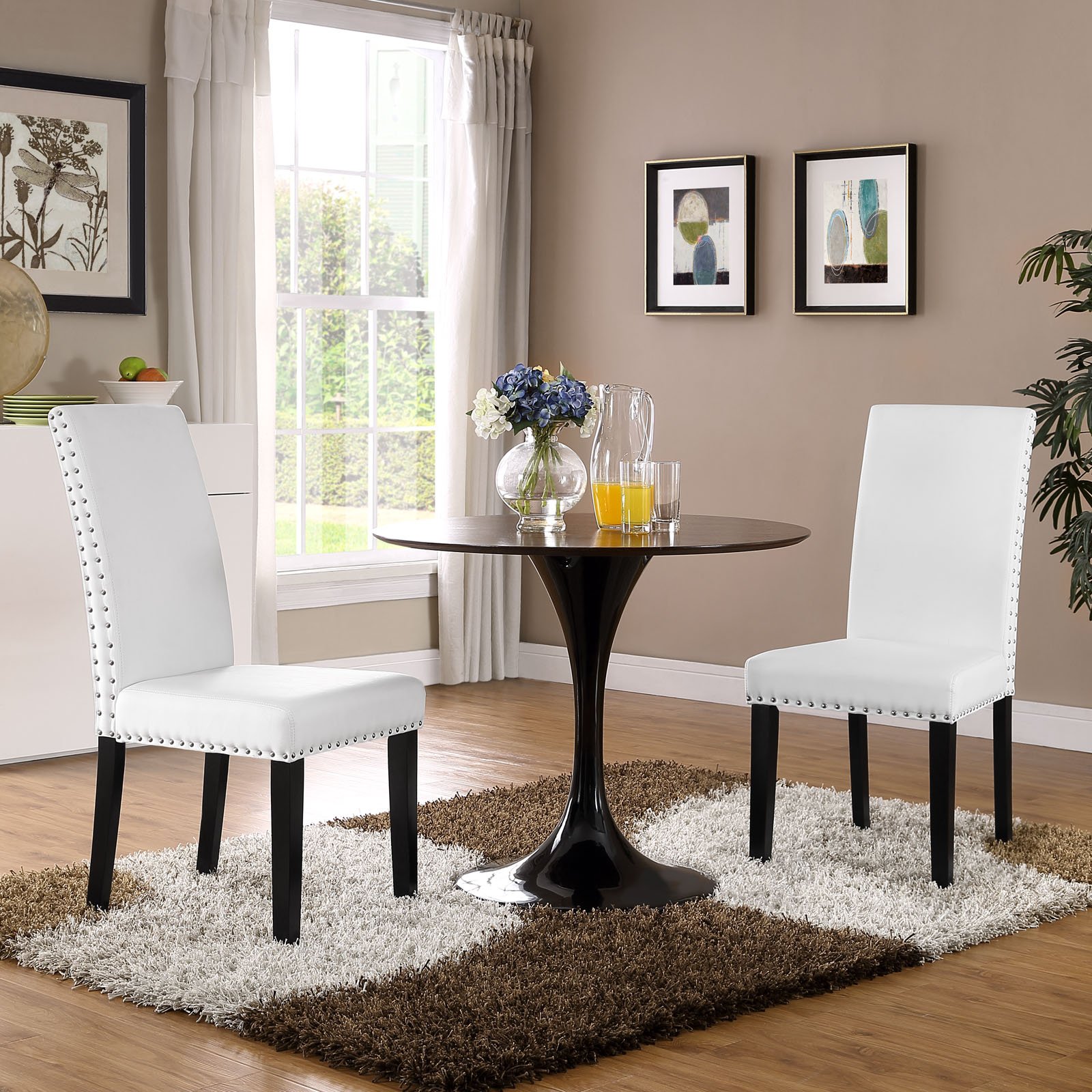 Modway Parcel Faux Leather Upholstered Parsons Dining Side Chair in White