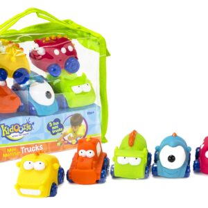 Kidoozie Mini Monster Trucks – Teaches Beneficial Roleplay and Employs Tactile Engagement – Includes Yellow, Orange, Blue, Green, and Red Trucks with Varying Facial Expressions – For Ages 18 Months and Up