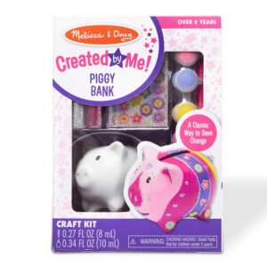 melissa & doug created by me! piggy bank craft kit with 4 pots of paint, brush, glitter, stickers