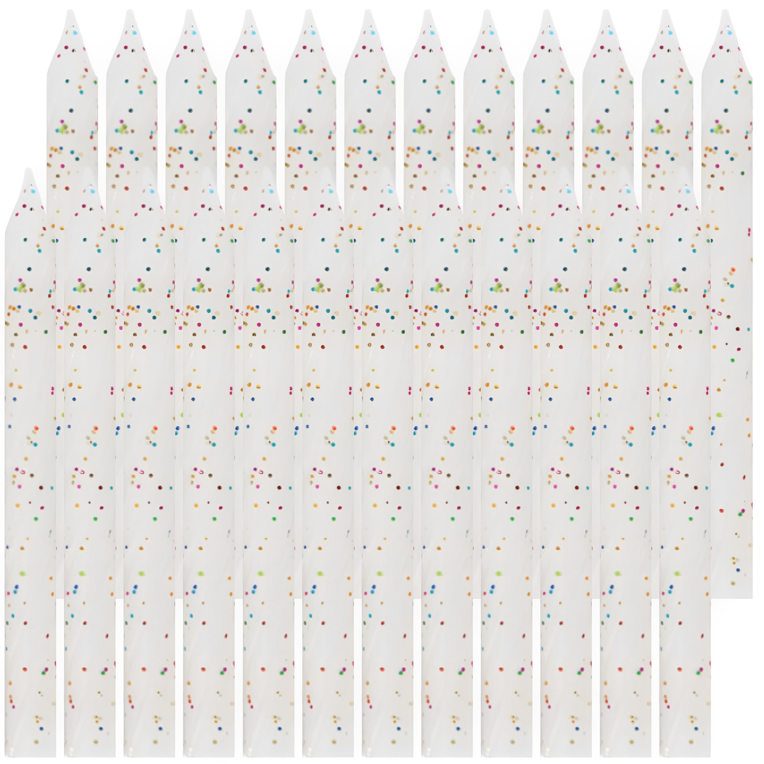 Stunning White & Glitter Spiral Birthday Candles - Pack of 24 - Dazzle Your Celebrations with These Gorgeous and Long-Lasting Party Candles