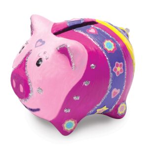 Melissa & Doug Created by Me! Piggy Bank Craft Kit with 4 Pots of Paint, Brush, Glitter, Stickers