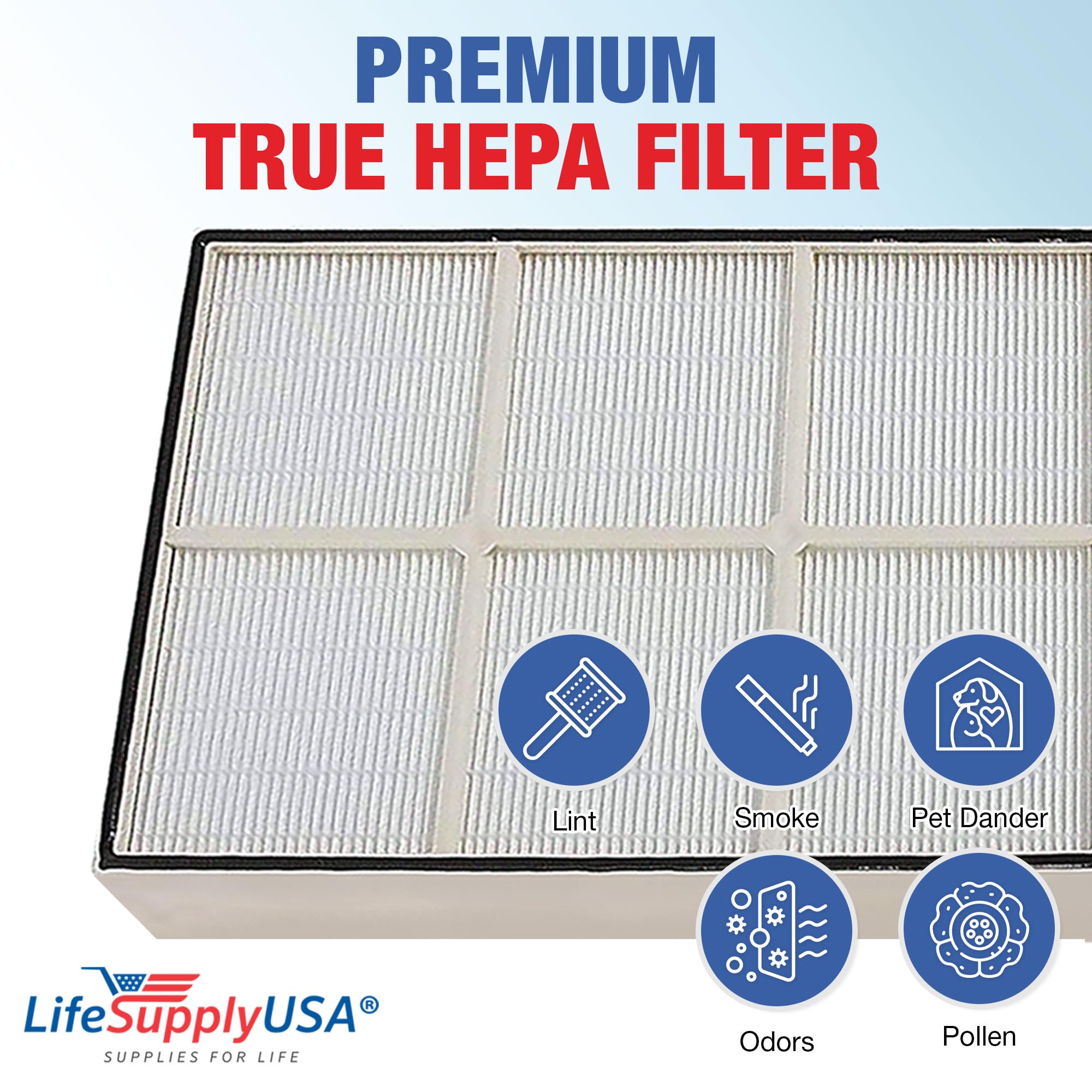 LifeSupplyUSA HEPA Filter Replacement Compatible with Whirlpool Whispure 1183054K AP350 AP450 AP510 Air Purifiers (Plastic Frame)