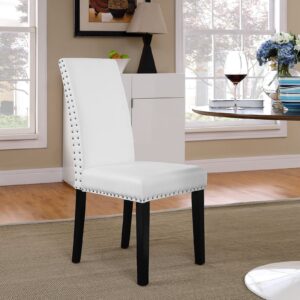 Modway Parcel Faux Leather Upholstered Parsons Dining Side Chair in White