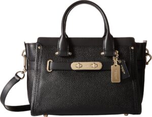 coach pebbled leather coach swagger 27 li/black one size