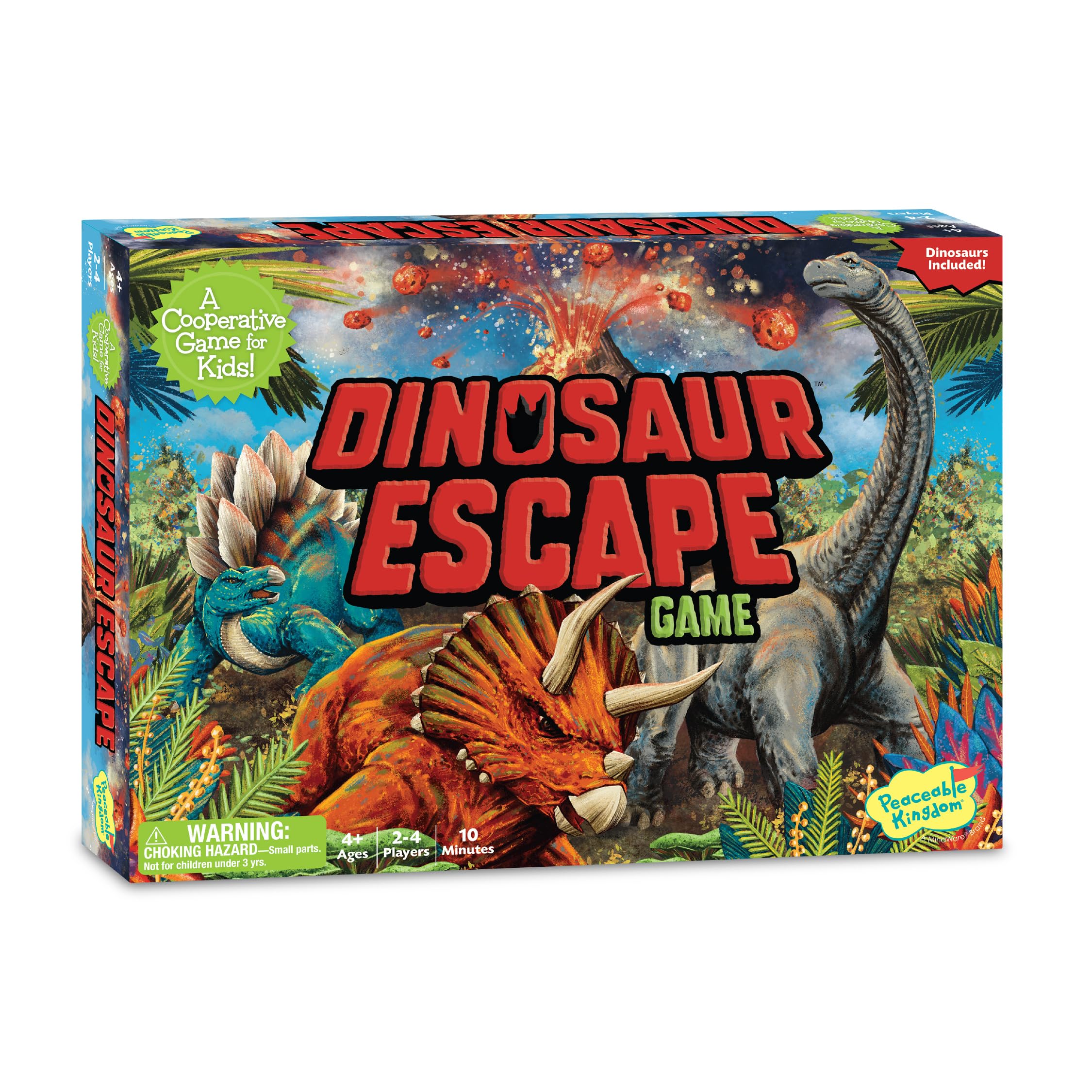 Peaceable Kingdom Dinosaur Escape Cooperative Memory Game of Logic and Luck for 2 - 4 Kids Ages 4 +