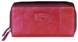 mancini leather goods casablanca collection: ladies’ rfid double zipper clutch