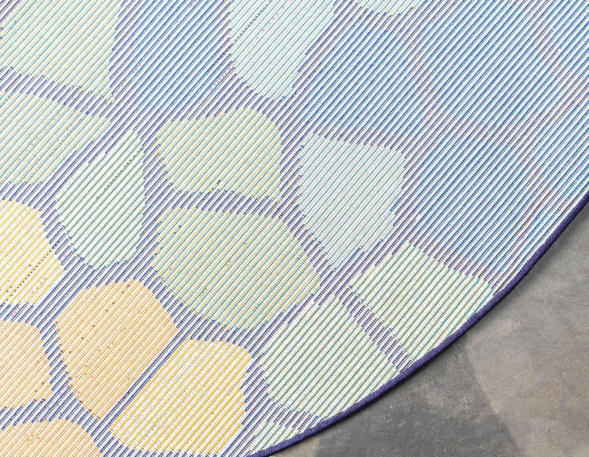 Unique Loom Estrella Collection Geometric, Abstract, Colorful, Modern, Mosaic Area Rug, Round 6' 1 x 6' 1, Multi/Blue