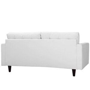 Modway Empress Mid-Century Modern Upholstered Leather Loveseat In White