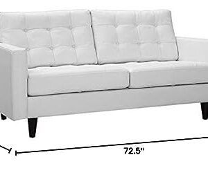 Modway Empress Mid-Century Modern Upholstered Leather Loveseat In White