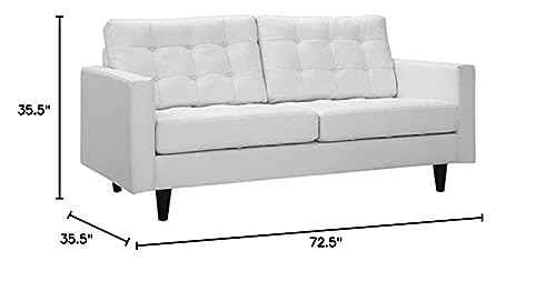 Modway Empress Mid-Century Modern Upholstered Leather Loveseat In White