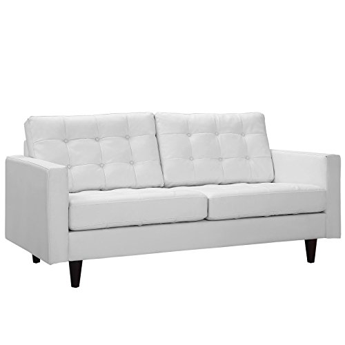 Modway Empress Mid-Century Modern Upholstered Leather Loveseat In White