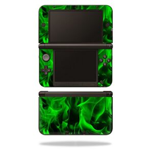 mightyskins skin compatible with nintendo 3ds xl - green flames | protective, durable, and unique vinyl decal wrap cover | easy to apply, remove, and change styles | made in the usa