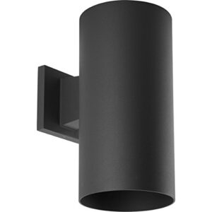 progress lighting cylinder collection 6" modern outdoor led wall lantern light black