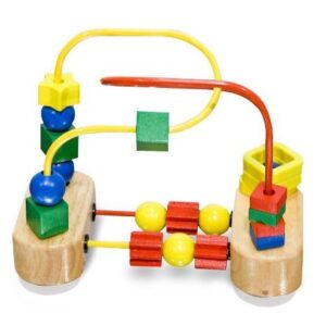 Melissa & Doug Wooden First Bead Maze Classic Toy + Free Scratch Art Mini-Pad Bundle [30427]