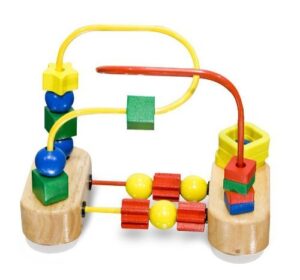 melissa & doug wooden first bead maze classic toy + free scratch art mini-pad bundle [30427]