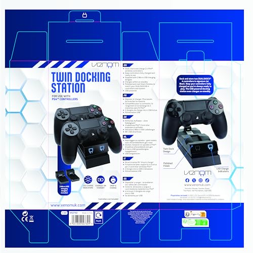 Venom Twin Sony Docking Station - Dual Charging for PS4 Controller/Gamepad - PlayStation 4