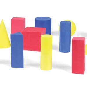 hand2mind Foam Geometric Solid Blocks, Assorted Colors, 3D Shapes (Set of 12)