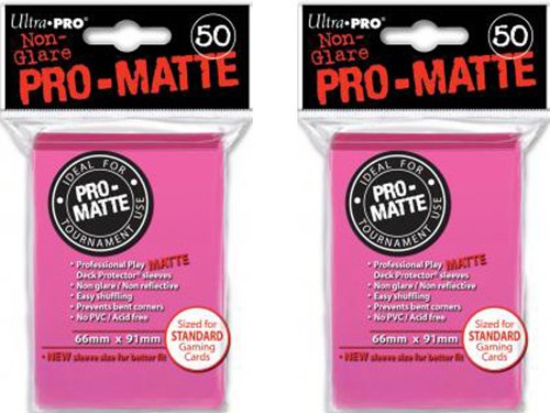 Ultra Pro 100 Bright Pink Pro-Matte Deck Protectors Sleeves Standard MTG Colors