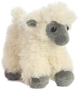 aurora® adorable mini flopsie™ black face sheep stuffed animal - playful ease - timeless companions - white 8 inches