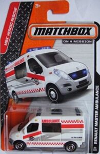 dubblebla matchbox 2014 release white renault master ambulance die-cast