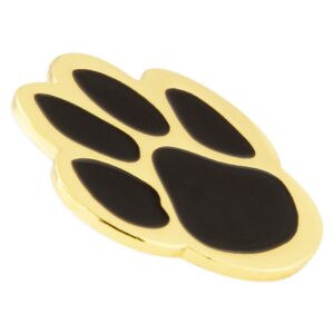 PinMart Black and Gold Animal Paw Print School Mascot Enamel Lapel Pin