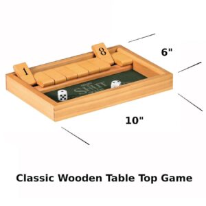 Schylling Shut the Box - Family Game of Strategy and Chance - Includes Collectible Wooden Game Box, Felt Bottom, Rounded Dice, and Detailed Instructions - Ages 6 and Up