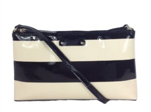 kate spade new york penn velley pattent leather cross-body bag striped cream/black