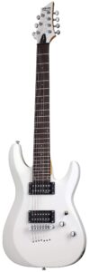 schecter c-7 deluxe satin white 7-string solid-body electric guitar, satin white