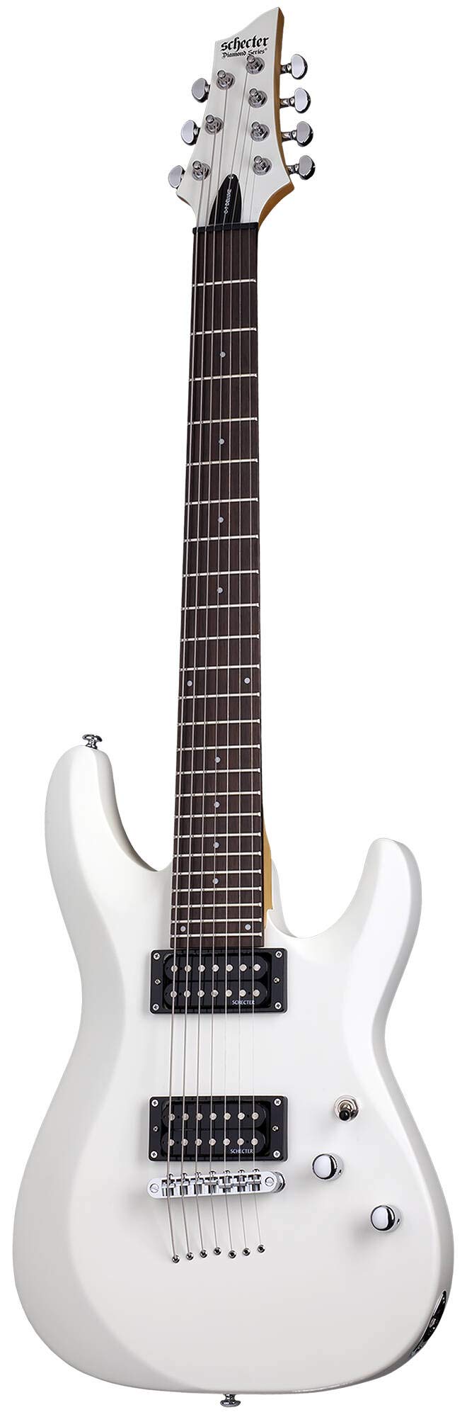 Schecter C-7 DELUXE Satin White 7-String Solid-Body Electric Guitar, Satin White