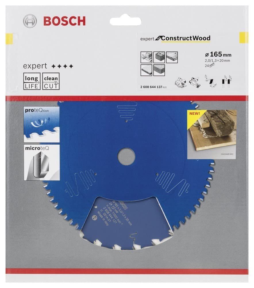 Bosch 2608644137 EXCWH 6.5" x 20mm 24T Circular saw blade Top Precision