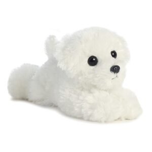 aurora® adorable mini flopsie™ snowball™ stuffed animal - playful ease - timeless companions - white 8 inches