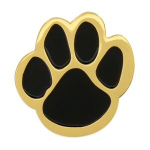 pinmart black and gold animal paw print school mascot enamel lapel pin