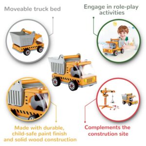 Hape Wooden Dump Truck| Pretend Play Construction Vehicle Toys for Toddlers