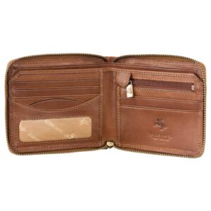 Visconti Hawking DRW31 Zip Around Mens Bifold Leather Wallet, Oak Tan, Medium