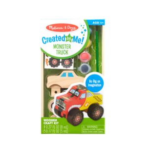 melissa & doug created by me! monster truck wooden craft kit - easter basket stuffers easy to assemble diy for kids