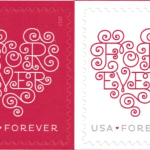 Forever Hearts Sheet of Twenty Forever Stamps - Great For Weddings Scott 4955 By USPS