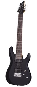 schecter c-8 deluxe satin black 8-string solid-body electric guitar, satin black