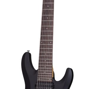 Schecter C-8 DELUXE Satin Black 8-String Solid-Body Electric Guitar, Satin Black