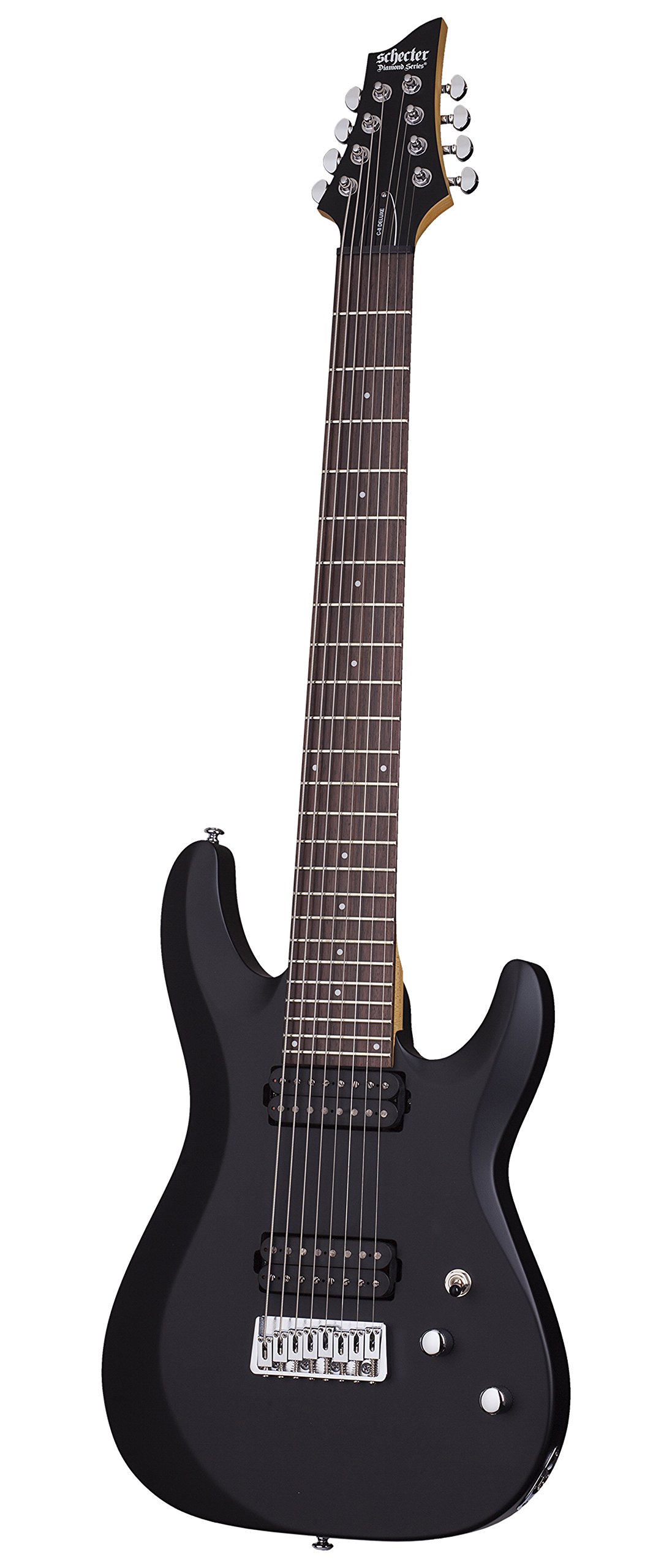 Schecter C-8 DELUXE Satin Black 8-String Solid-Body Electric Guitar, Satin Black