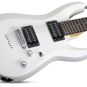 Schecter C-7 DELUXE Satin White 7-String Solid-Body Electric Guitar, Satin White