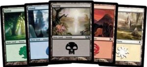 magic: the gathering 500 basic lands - 100 of each land type (plains, islands, swamps, mountains, forests)