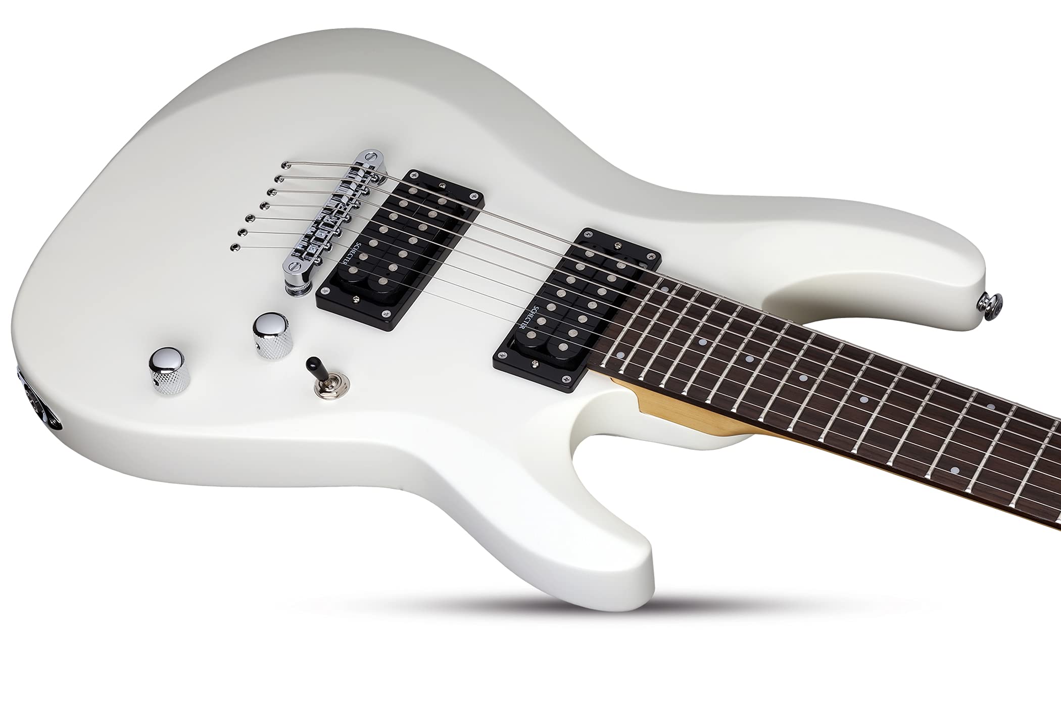 Schecter C-7 DELUXE Satin White 7-String Solid-Body Electric Guitar, Satin White