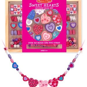 Melissa & Doug Wooden 'Sweet Hearts' Bead Accessory Creation Set + Free Scratch Art Mini-Pad Bundle [41751]