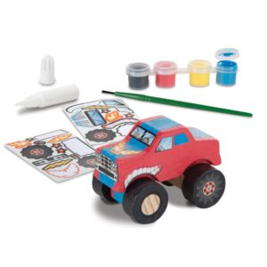 Melissa & Doug Created by Me! Monster Truck Wooden Craft Kit - Easter Basket Stuffers Easy To Assemble DIY For Kids