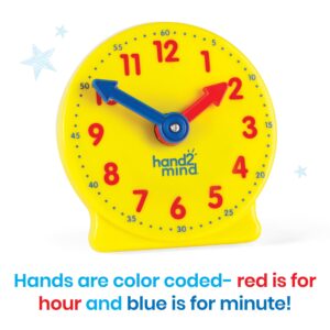 hand2mind Mini Geared Clock, Telling Time Teaching Clock, Learn to Tell Time Clock, Analog Learning Clock, Clock for Kids Learning to Tell Time, Teaching Time Classroom Clock (Set of 24)