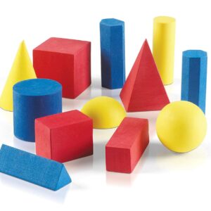 hand2mind Foam Geometric Solid Blocks, Assorted Colors, 3D Shapes (Set of 12)